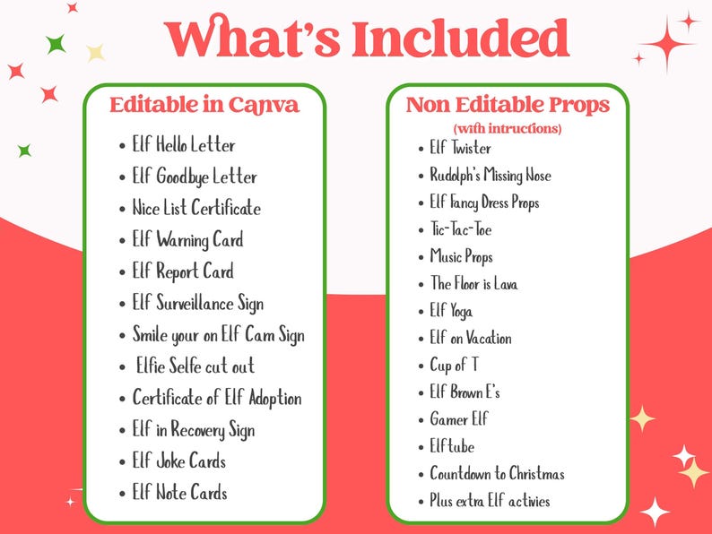 Editable Printable Elf Kit: 24 Days of Christmas Fun - Etsy