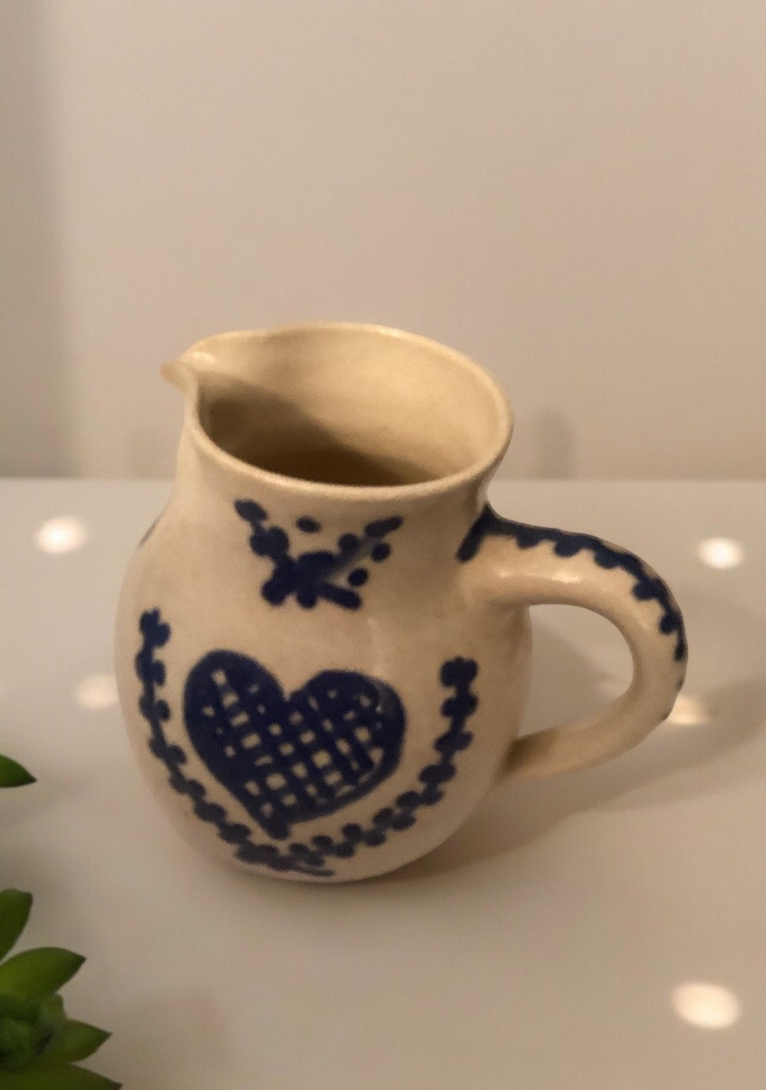 Vintage Mini Pitcher, Pottery Pitcher, Syrup Pitcher, Creamer, Heart ...