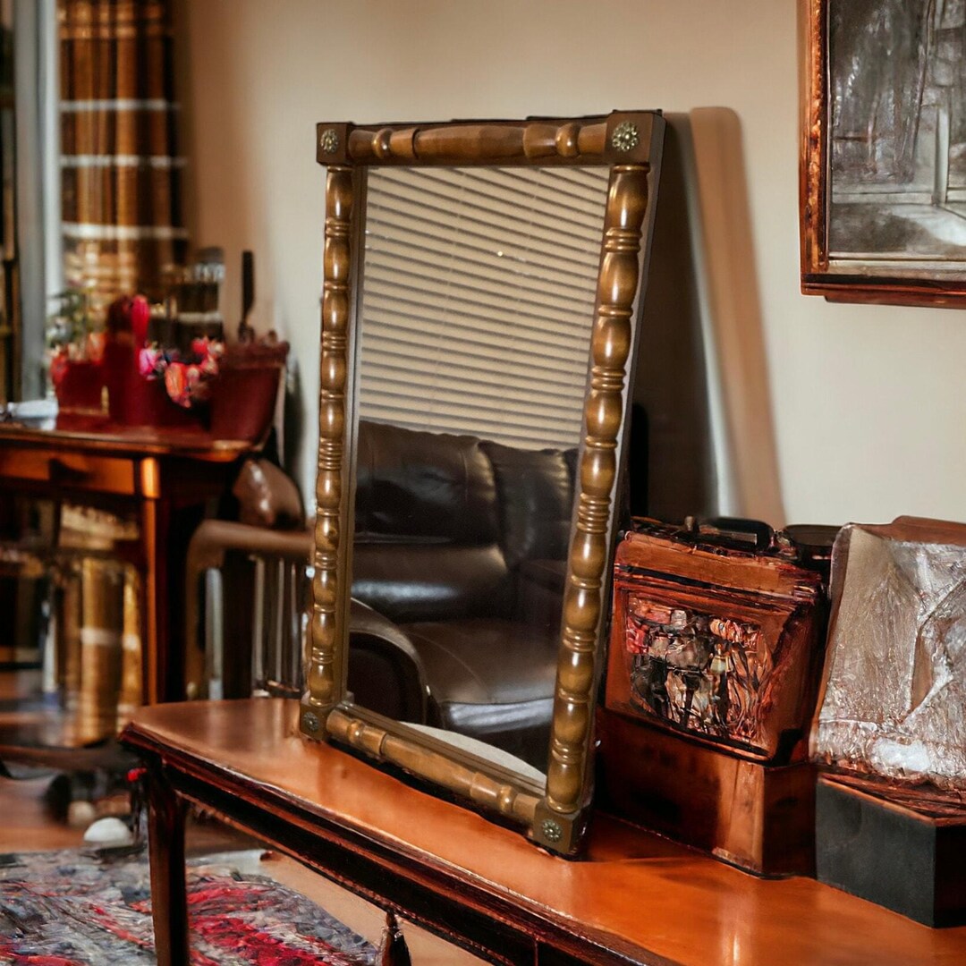 Antique Federal Empire Style Mirror, Vintage Colonial Wood Mirror ...