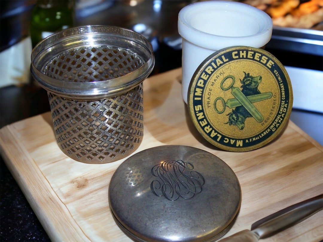Rare Maclarens Imperial Milk Glass Cheese Jar and Sterling Cage ...
