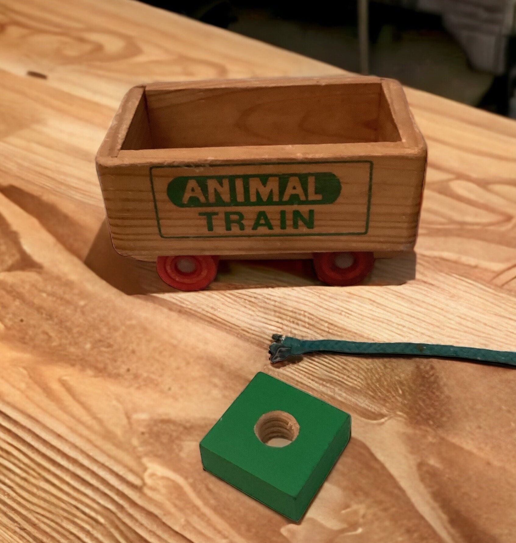 Vintage Wood Train Set Engine and 1 Car Set Wood Pull Toy - Etsy