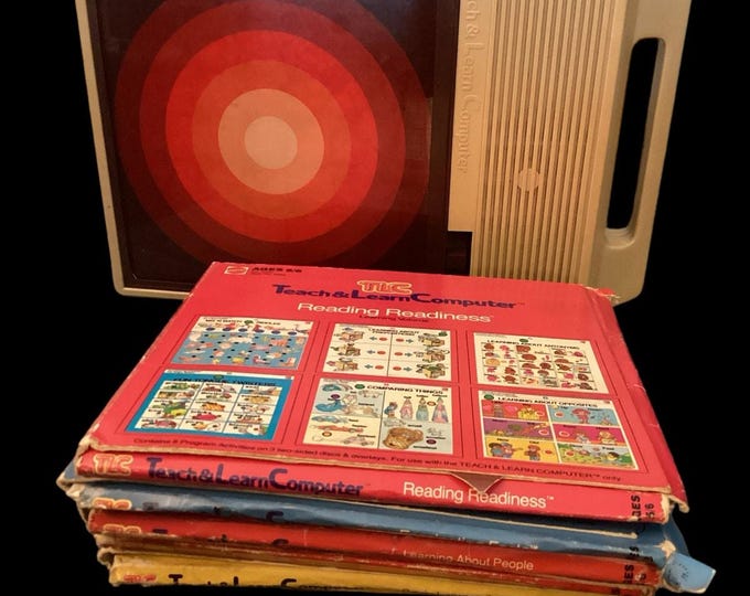 Vintage Mattel TLC Teach & Learn Computer With 5 Educational Game Disc ...