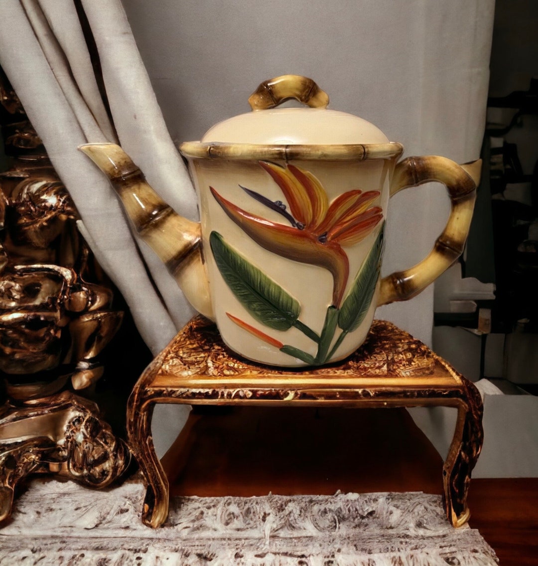 Vintage PACIFIC RIM bird of Paradise Hand Painted Ceramic Teapot - Etsy