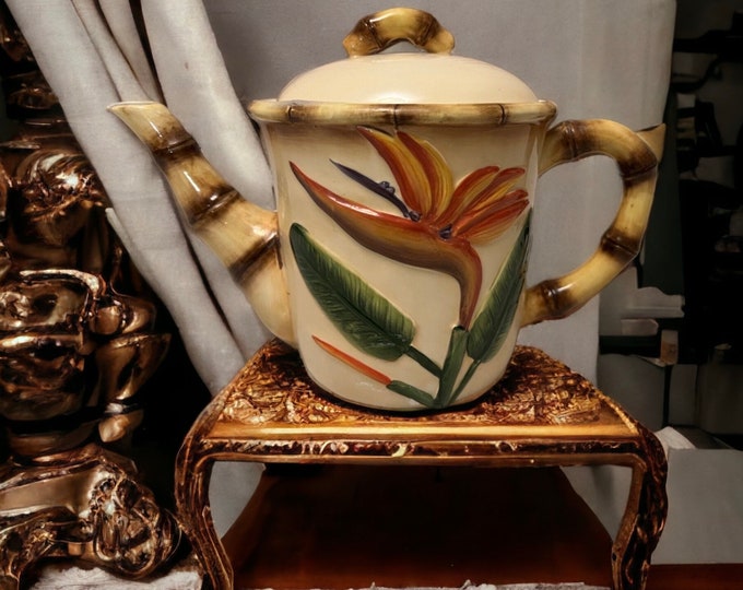 Vintage PACIFIC RIM bird of Paradise Hand Painted Ceramic Teapot - Etsy