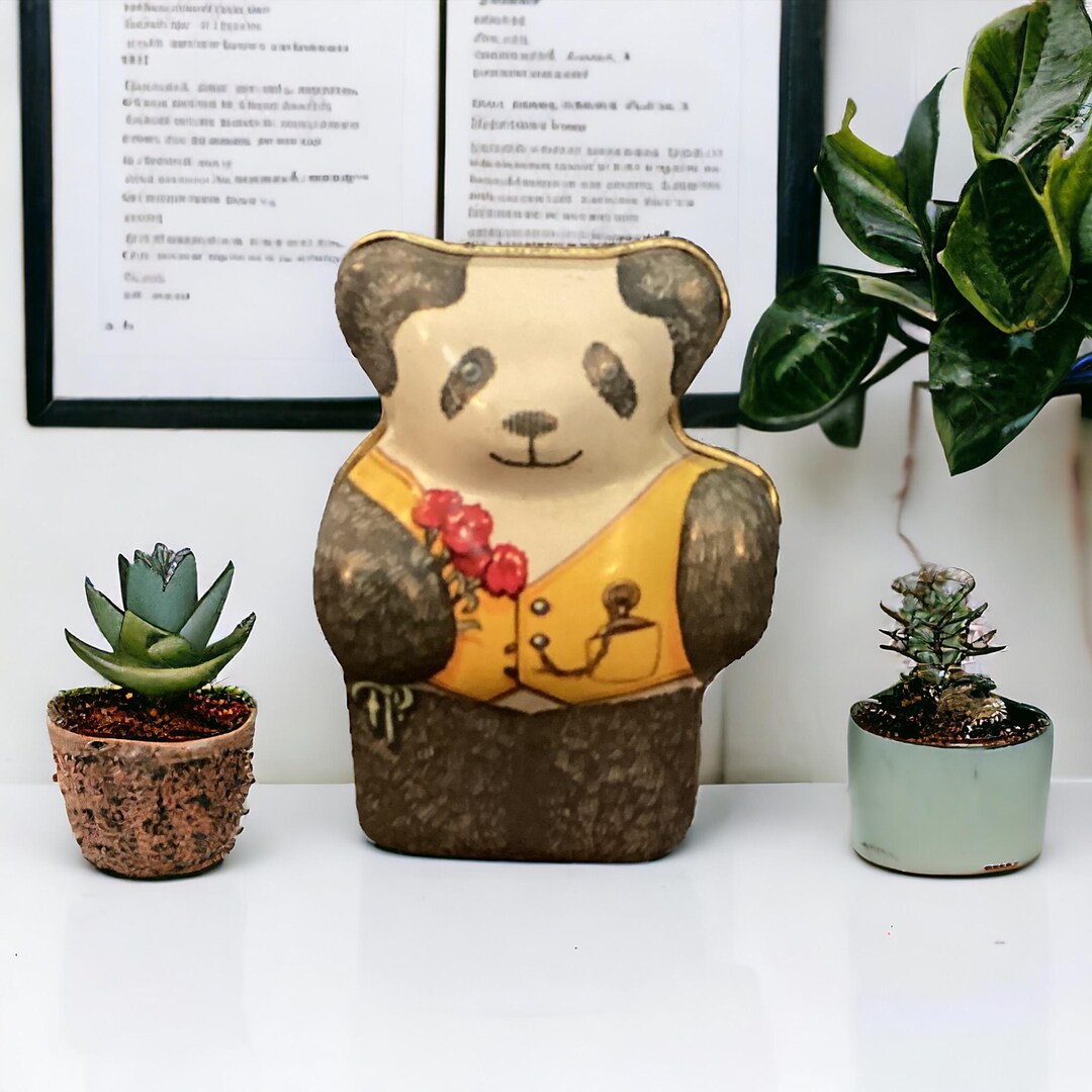 Vintage Hunky Dory Metal Bear Tin, Mr Panda Bear by Dana Kubick, Tooth Fairy Box - Etsy