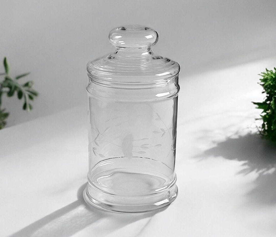 Etched Princess House Apothecary Storage Jar, Heritage, Glass Storage ...