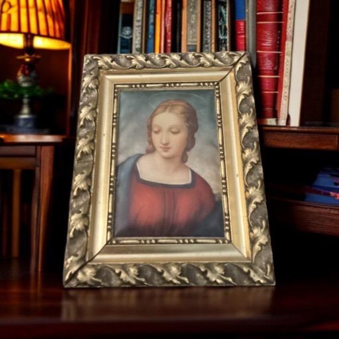 Vintage on Silk "madonna of the Goldfinch" by Raphael, Gold Framed ...