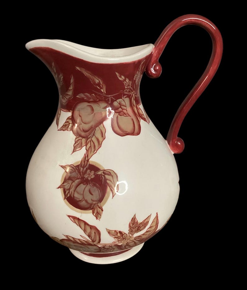 Vintage Waverly Garden Room Fruit Toile Ceramic Pitcher, Decorative ...