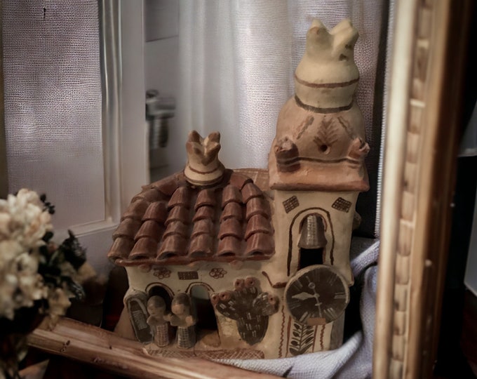 Vintage Peru Folk Art Pottery Mission, Red Ware Clay Village House ...