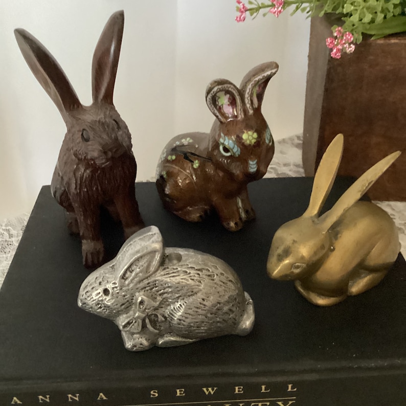 Vintage Rabbit Figurines, Bunny Miniatures, Rabbit Collectibles, Sold ...