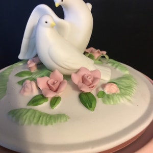 Porcelain Music Box Easter Egg and Doves, Avon Collectible, Pink Bisque ...