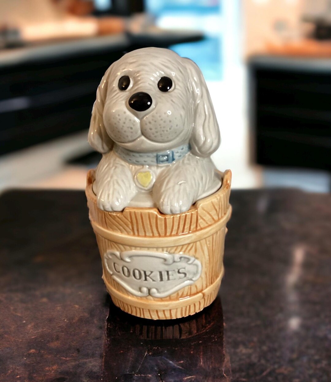 Vintage Labrador in Barrel Ceramic Cookie Jar, Montgomery Ward Edition ...