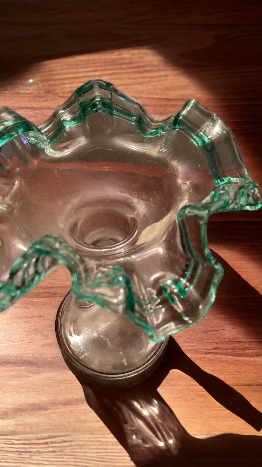 Vintage Belfast Crystal Glass Vase, Green Handkerchief Bud Vase ...