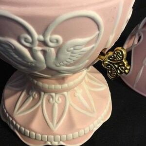 Porcelain Music Box Easter Egg and Doves, Avon Collectible, Pink Bisque ...
