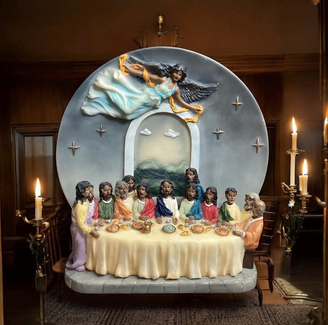 Vintage 3D Statue of the Last Supper, Italian Luciana Collection Plate ...