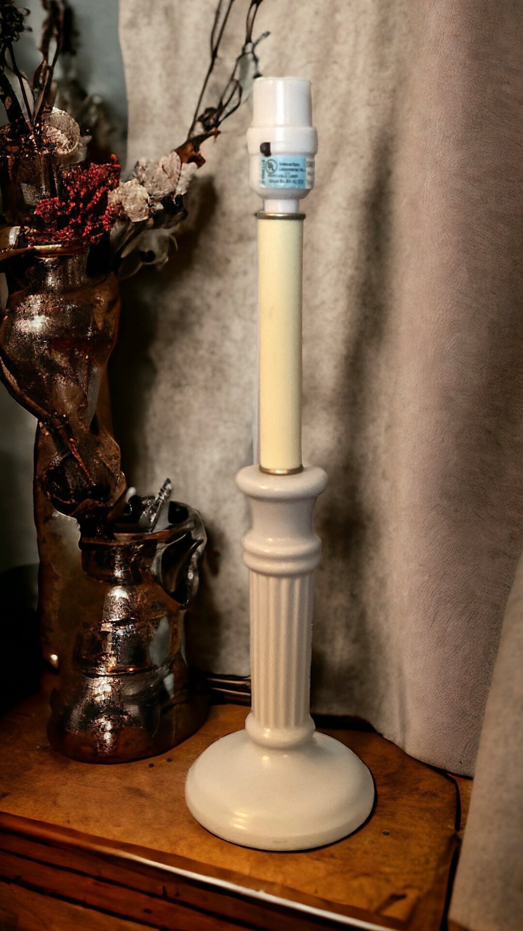 Vintage Wood Column Table Lamp, Light Blue Lamp - Etsy