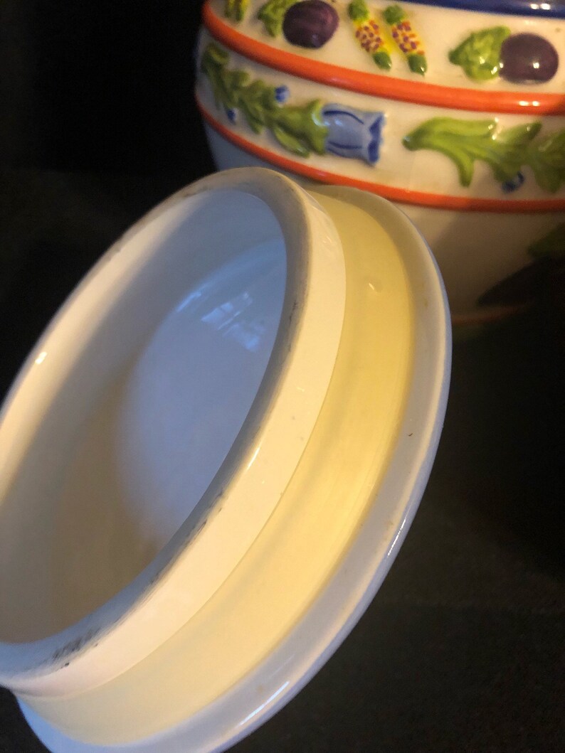 Vintage ZRIKE Canister Set, Cornucopia Hand Painted Vegetable Design ...