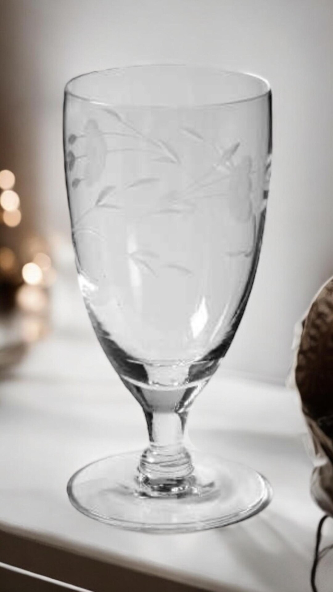 Etched Glass Juice Goblet, Stemmed Sherry Glass, Princess House Crystal ...
