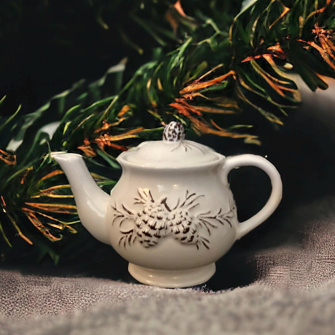 Beautiful Winter white Pine Cone Ceramic Teapot, Perfect for Cool ...