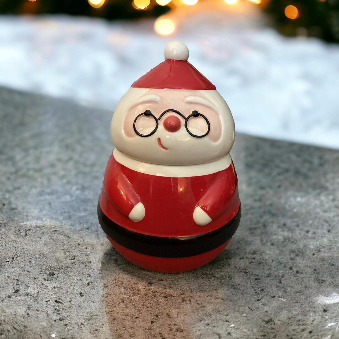 Fun Roly Poly Santa Cookie Jar, Whisical Santa Ceramic Cookie Jar - Etsy