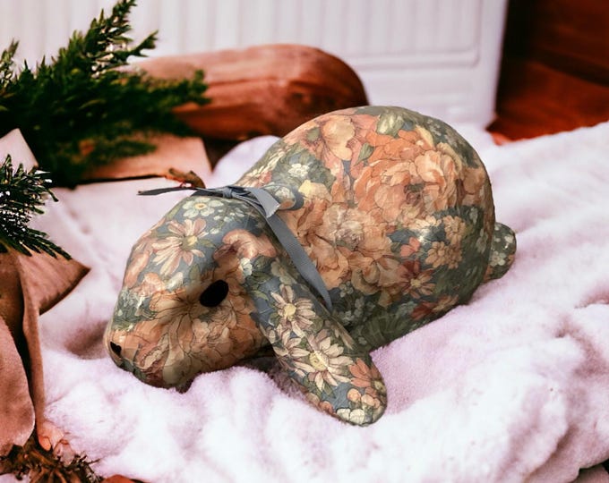 VTG Large Porcelain Patchwork Bunny Rabbit Figurine Pink Blue Floral ...