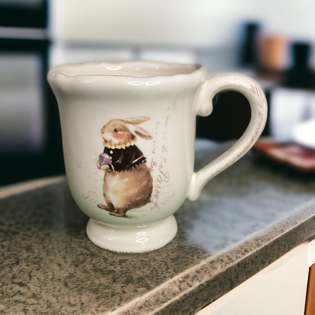 Vintage MAGENTA Rabbit Bunny Footed Mug, Cup, Easter, Spring Dunn ...