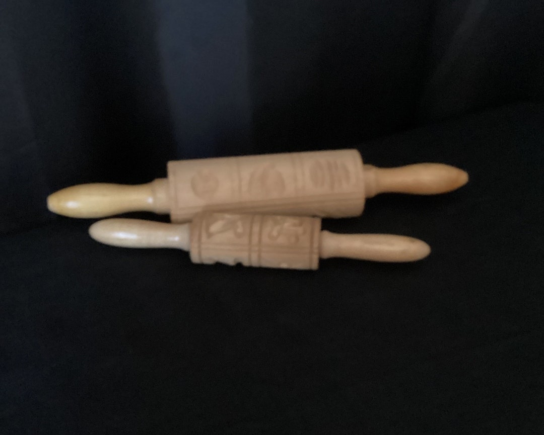 Vintage Rolling Pin, Shortbread Roller, Cookie Cutter Rolling Pin ...
