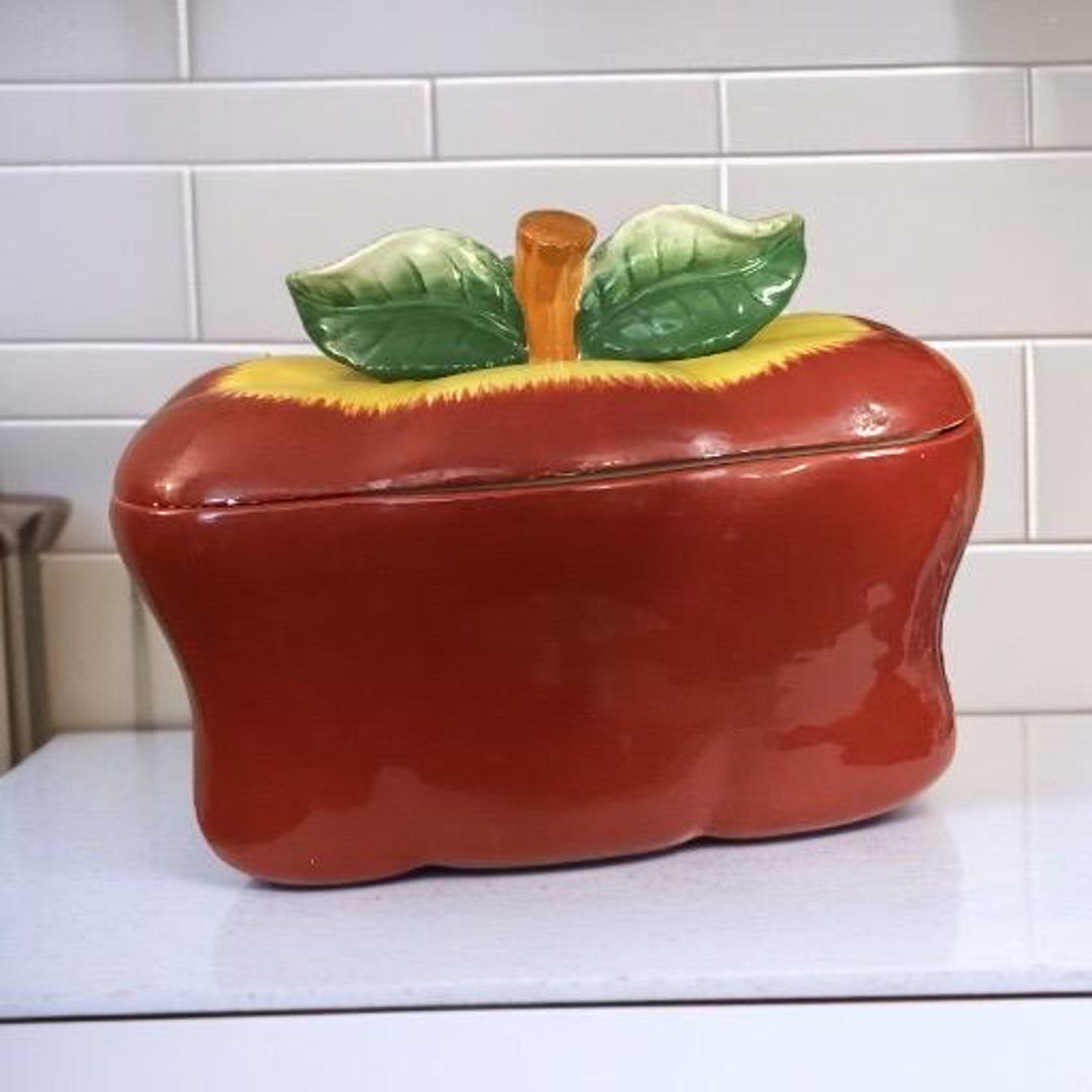 Vintage Ceramic Big Red Apple , Farmhouse Deco, Casa Vero Hand Painted ...