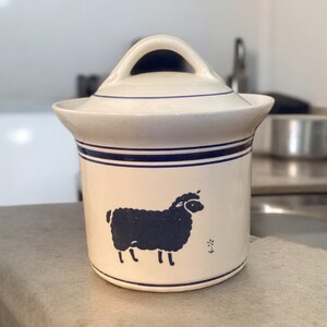 Vintage Charming Farmhouse Stoneware Sheep Crock, Canister, Cookie Jar ...