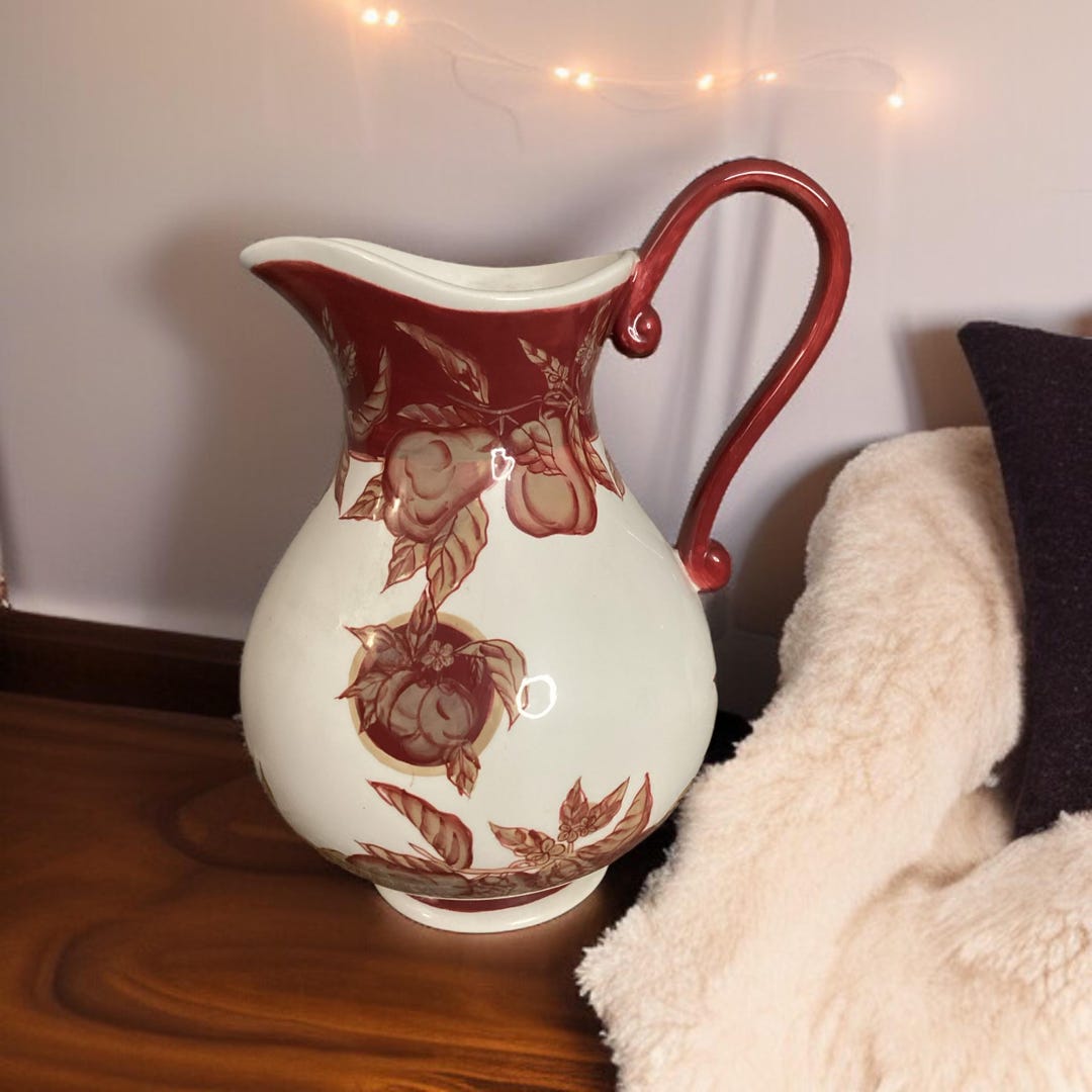 Vintage Waverly Garden Room Fruit Toile Ceramic Pitcher, Decorative ...