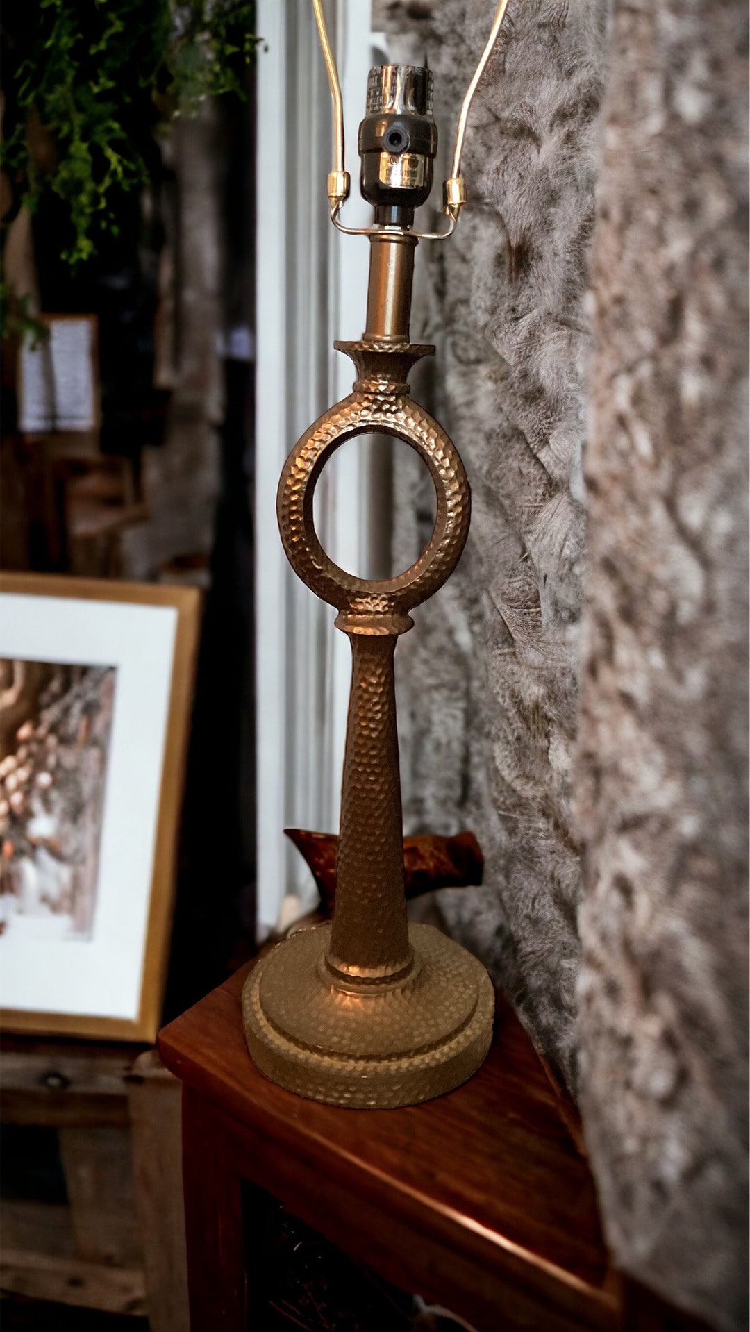 Vintage Aged Bronze Hammered Cast Iron Look Lamp, Industrial Keyhole ...