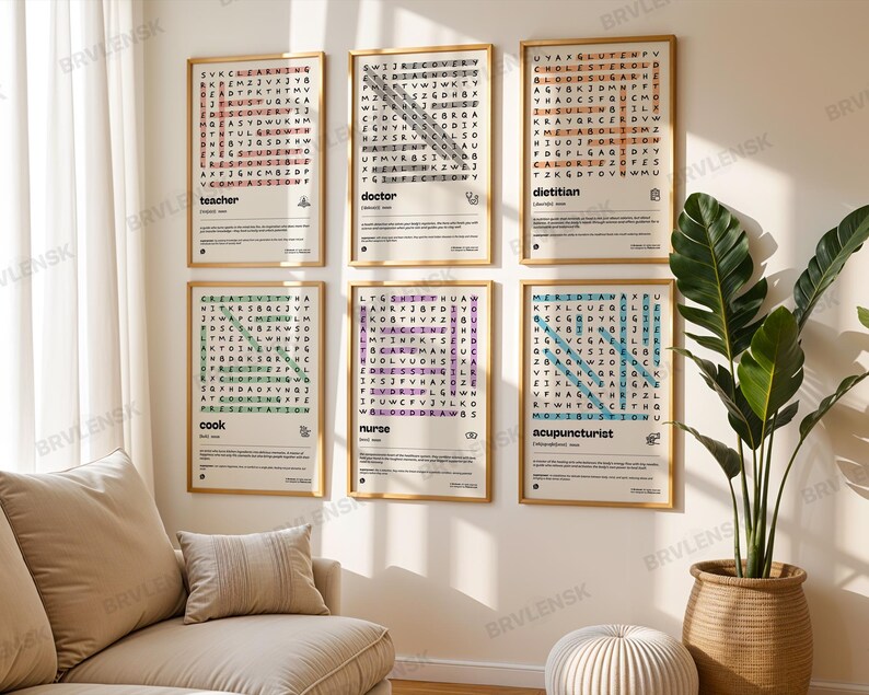 Cook Word Search Poster / Kitchen Definition Print / Modern Home Wall ...