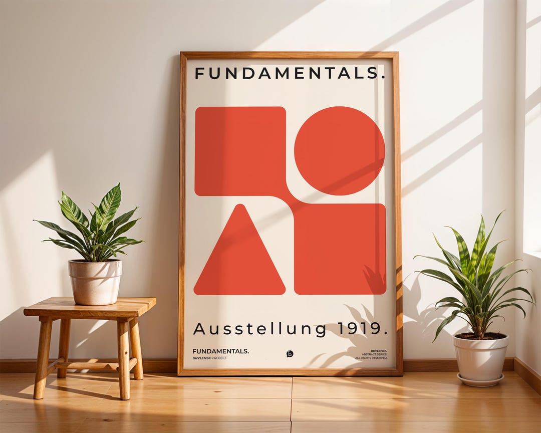 Bauhaus Exhibition Poster, Fundamentals Geometric Art, Mid Century ...