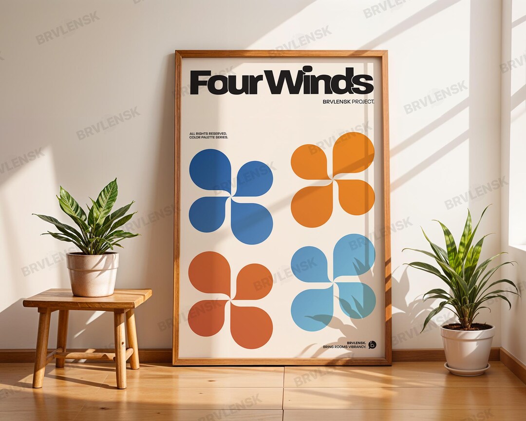 Four Winds Poster / 70s Retro Wall Art / Boho Flower Print / Mid ...