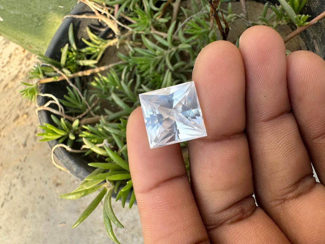 GIE Certified Natural Flawless White Zircon 40.80 Ct Princess Cut Loose ...