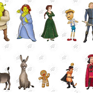 Shrek Clipart, PNG, Fiona, Donkey, Puss in Boots, Dragon, Dronkeys ...
