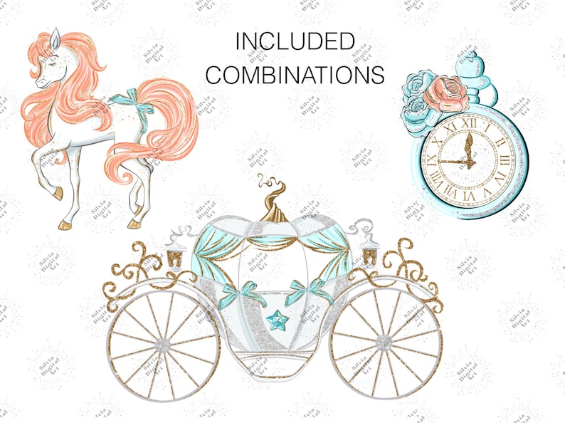 Cinderella Clipart, Fairy Tale Princess, Glass Slipper, Castle, Pumpkin ...