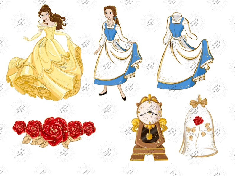 Beauty and the Beast Clipart, Belle, Chip, Lumiere, Potts, Castle, Hand ...