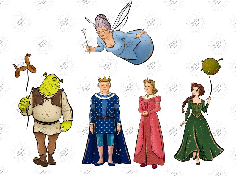 Shrek Clipart, PNG, Fiona, Donkey, Puss in Boots, Dragon, Dronkeys ...
