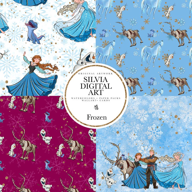 Frozen Digital Paper, Kids Backgrounds, Elsa Scrapbook, Olaf Clip Art ...