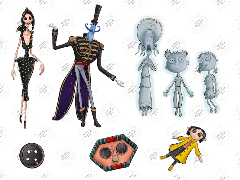 Coraline Clipart, PNG, Wybie, Bobinsky, Spink, Forcible, Angus ...