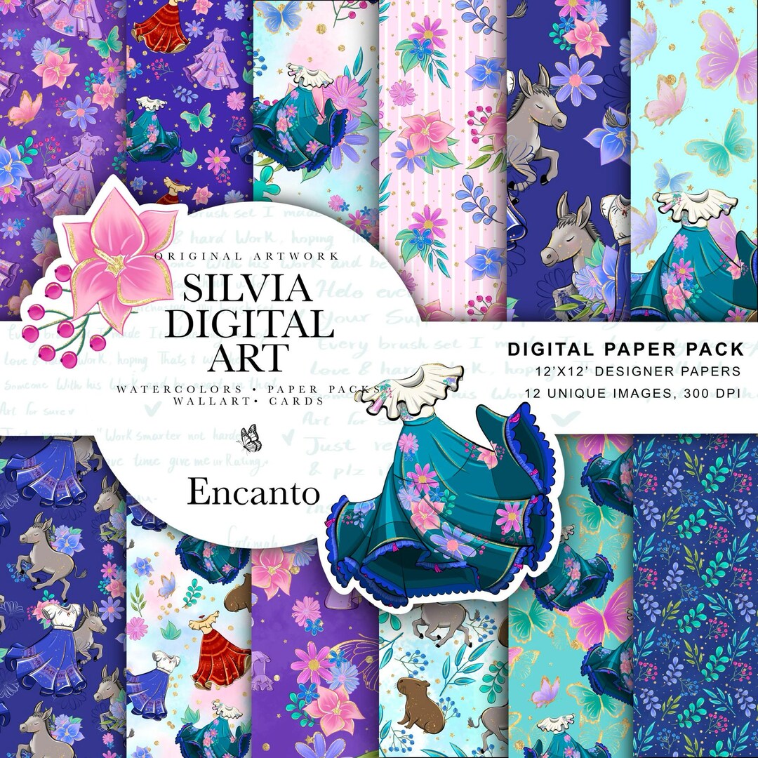 Encanto Digital Paper, Madrigal Family, Mirabel, Luisa, Isabela, Casita ...