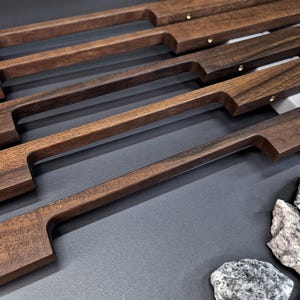 Minimalist Walnut Wooden Handle, Modern Cabinet Pull for Kitchen ...