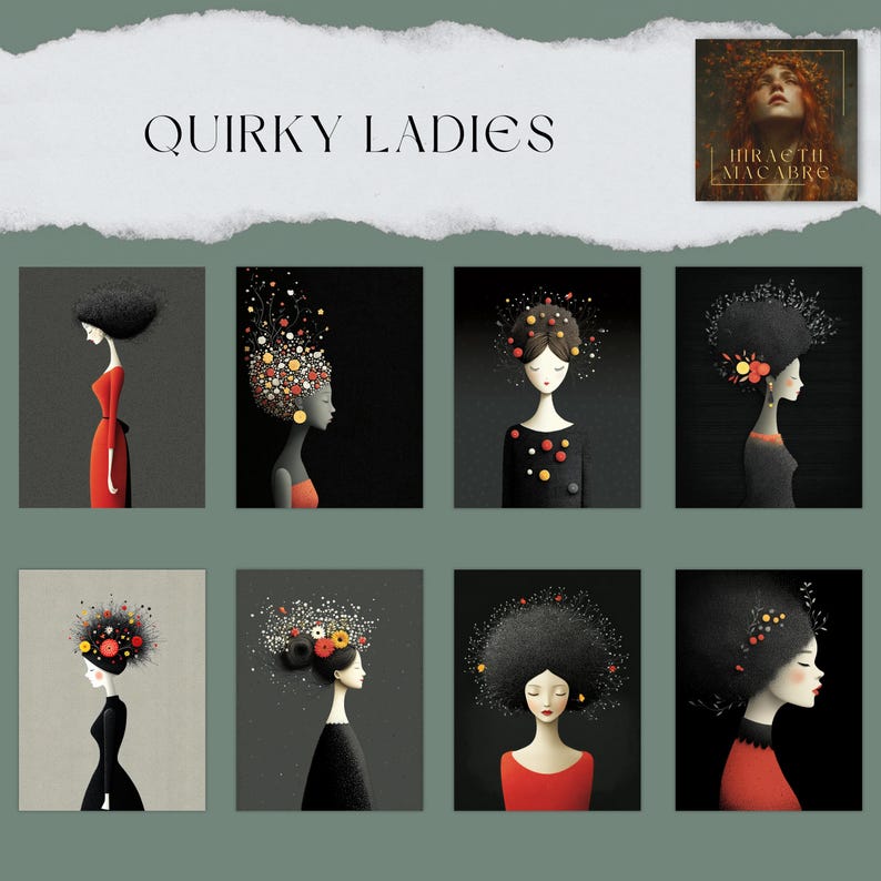 Quirky Ladies Collection | 24 Whimsical Portraits | Modern Folk ...