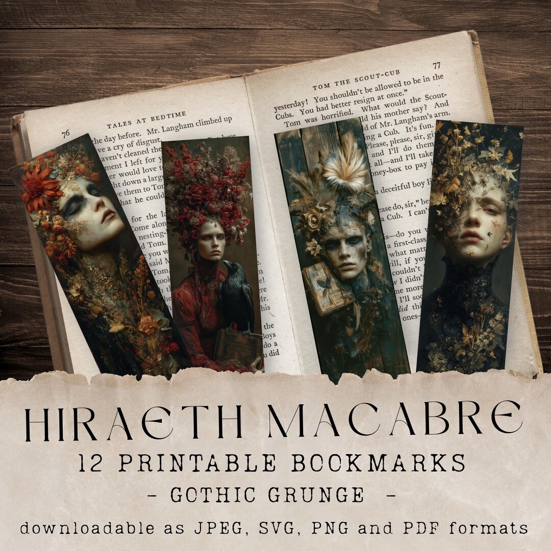 12 Gothic Grunge Printable Bookmarks | Dark Vintage Ephemera | Instant ...