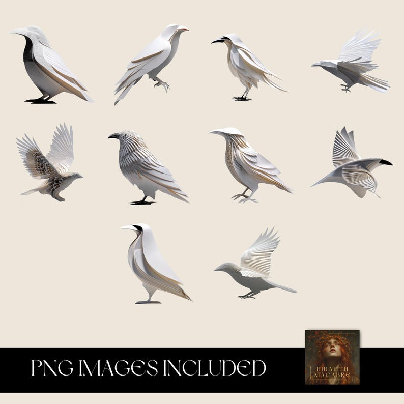 Paper Birds Clipart Bundle | 40 White Paper Bird Pngs | Commercial Use ...