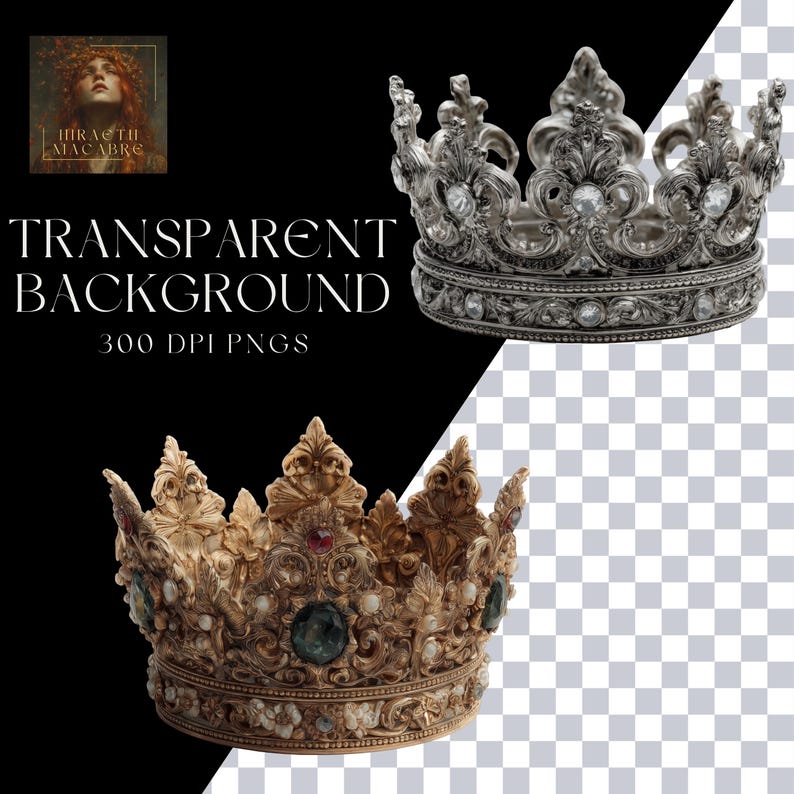 Fancy Regal Crowns PNG Clipart | Royal Crown Graphics |gothic Tiara Set ...
