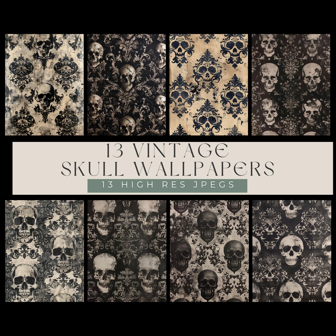 13 Vintage Skull Wallpapers – Gothic Damask Skull Patterns, Dark ...