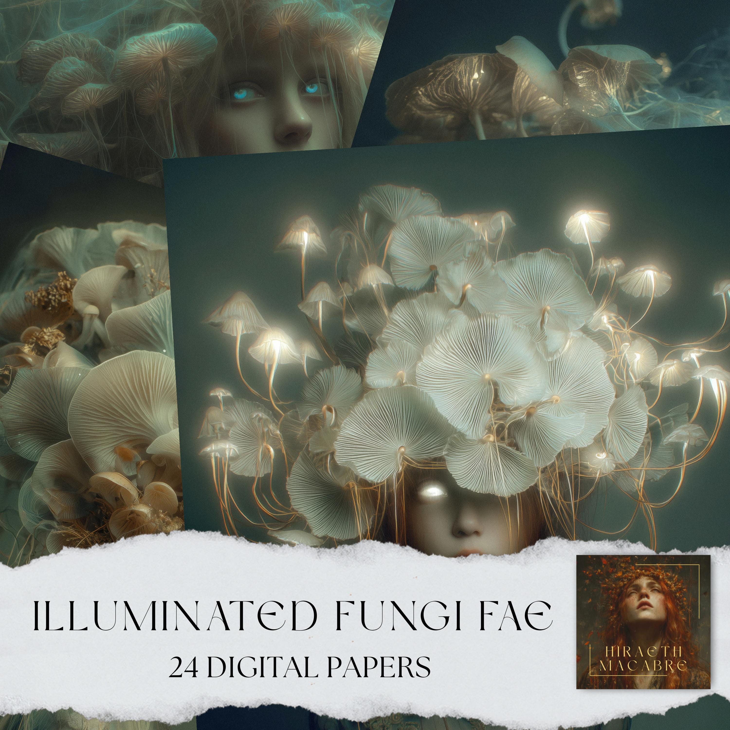 Illuminated Fungi Fae Digital Paper Set – 24 Ethereal Mushroom Fairy ...