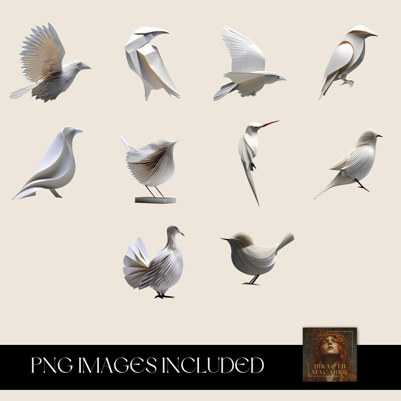 Paper Birds Clipart Bundle | 40 White Paper Bird Pngs | Commercial Use ...